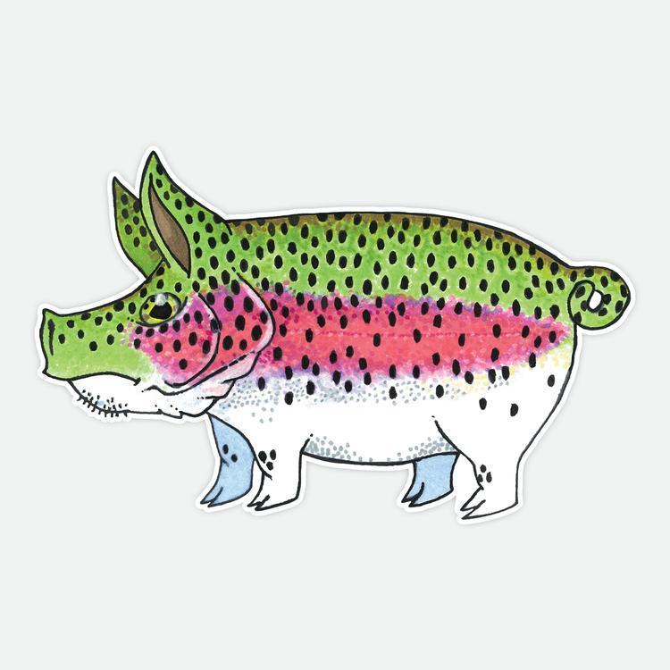 PIG RAINBOW TROUT STICKER – Winter Park Flyfisher